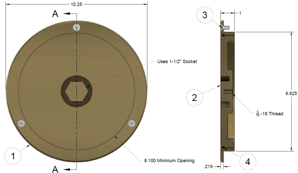 Watertight Bronze Deck Plates - R.E. Thomas Marine Hardware